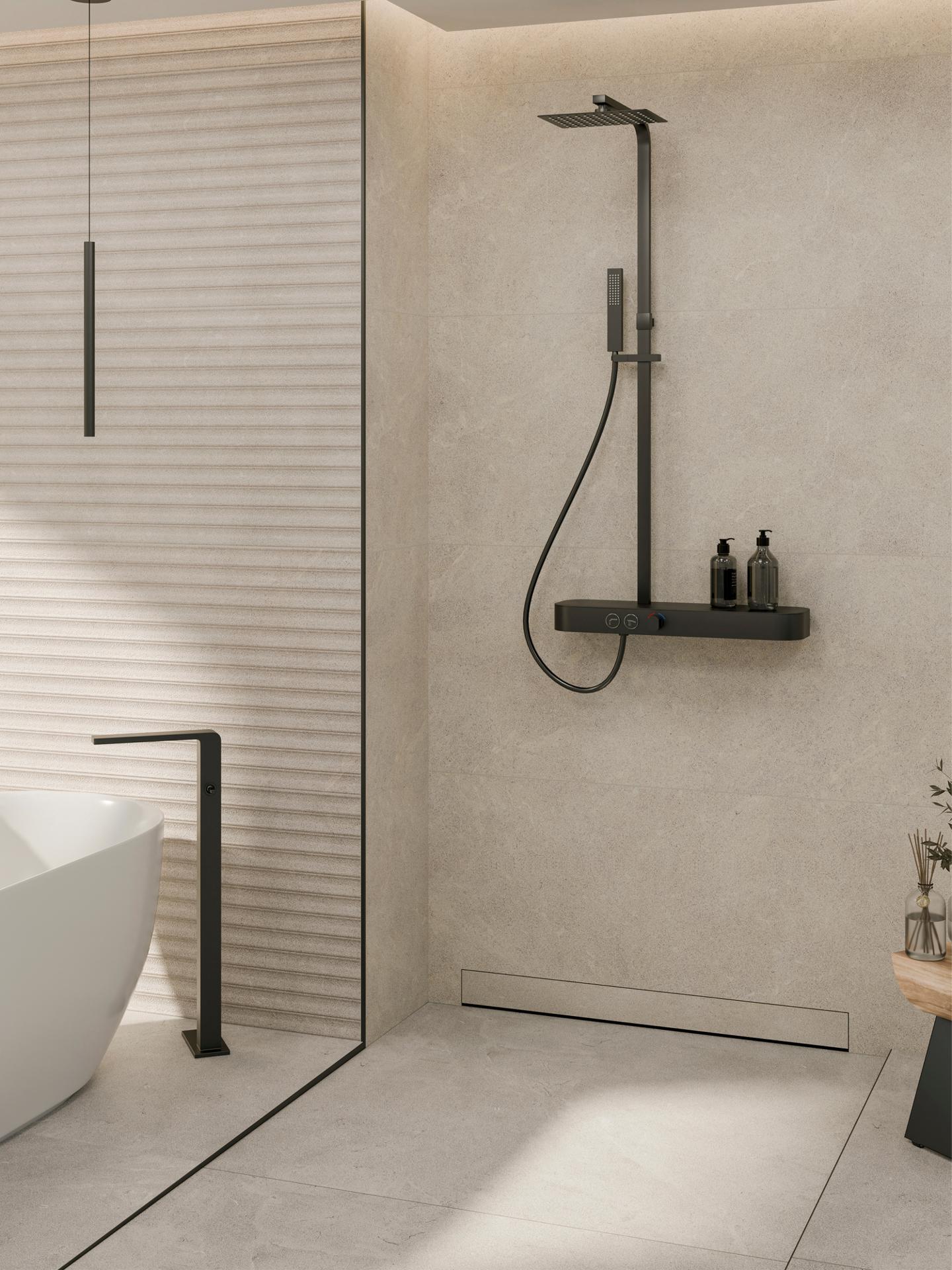 PRO-SHOWER FLOOR ACERO BLACK L 100350796 – Butech